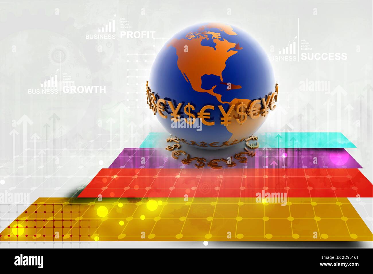 3d illustration of World and currency in white background Stock Photo ...