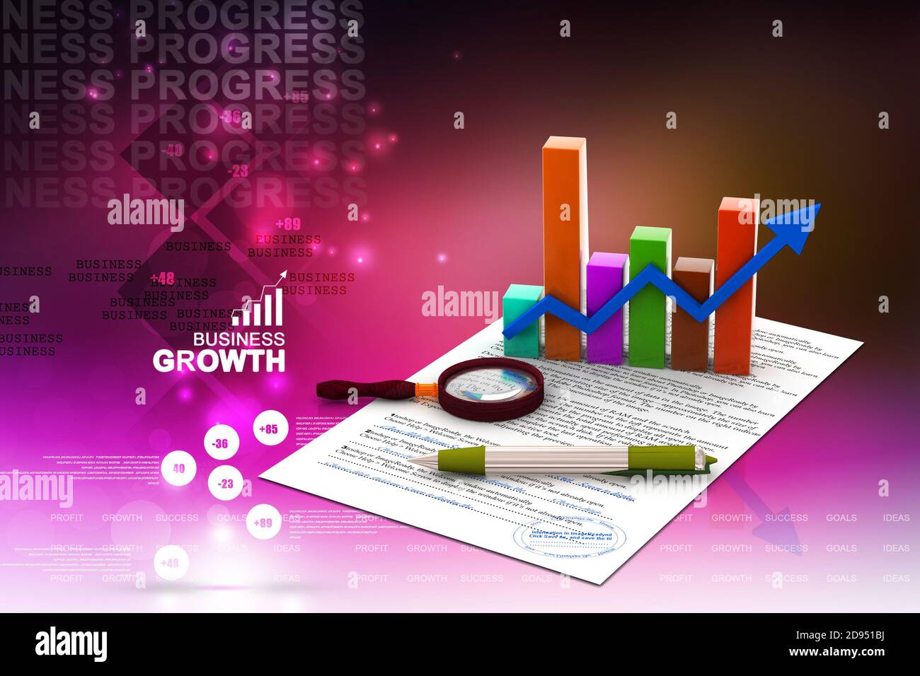 Business graph with report Stock Photo - Alamy