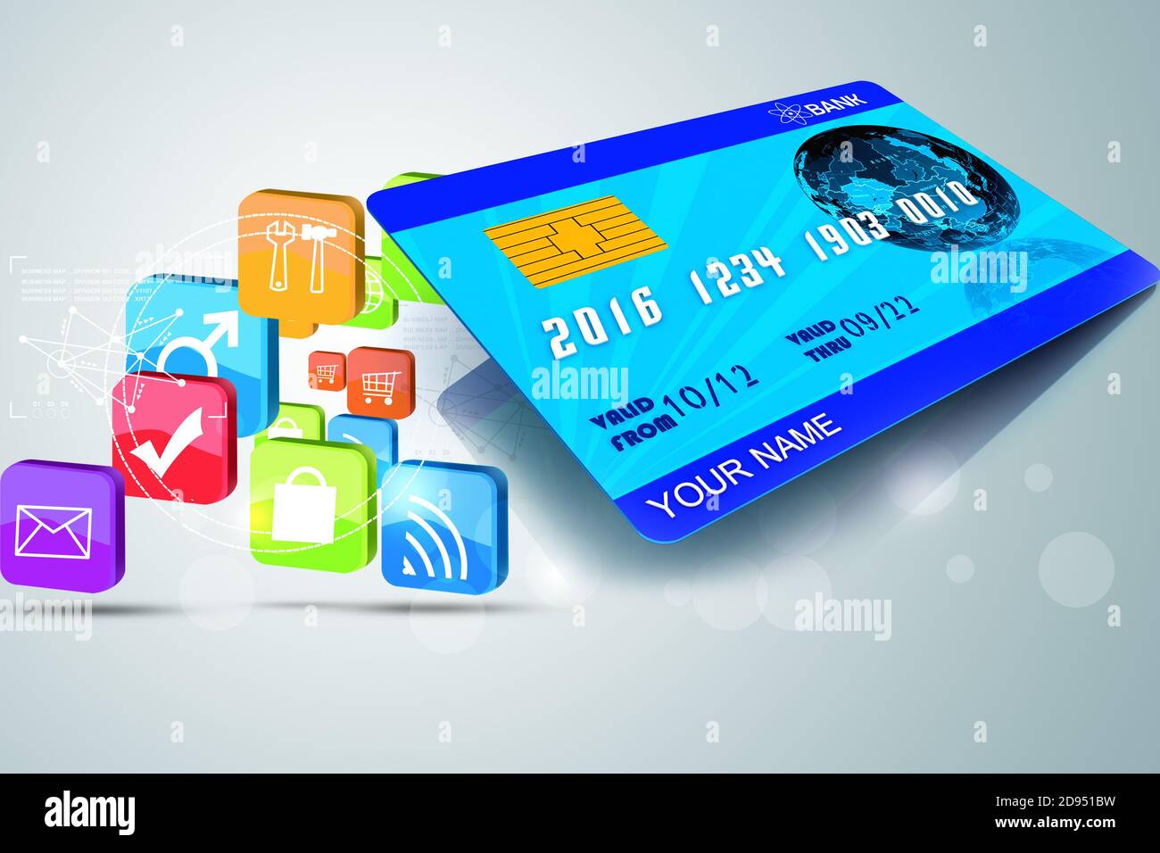 Digital illustration of ATM CARD in color background Stock Photo - Alamy