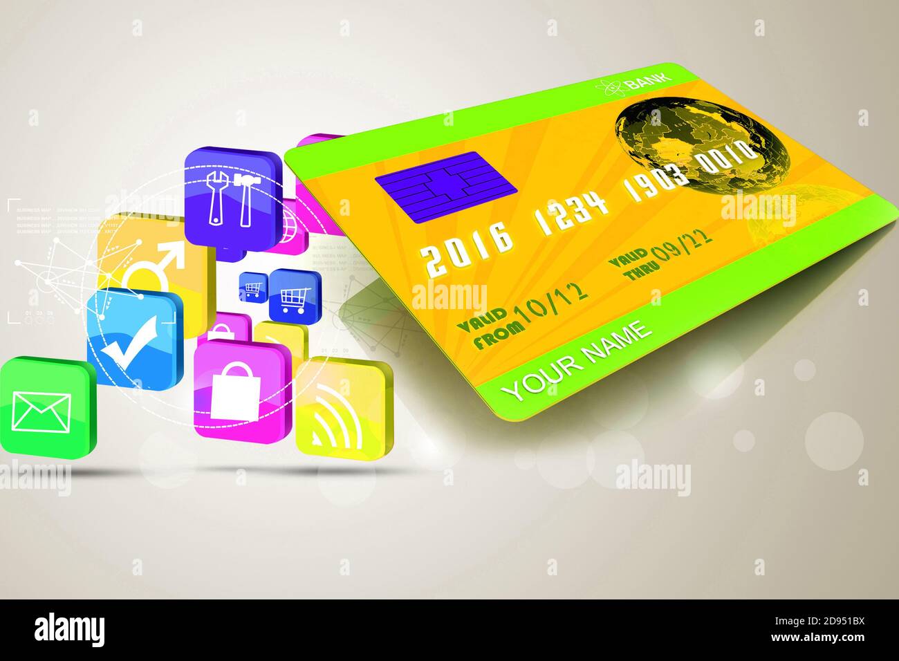 Digital illustration of ATM CARD in color background Stock Photo - Alamy