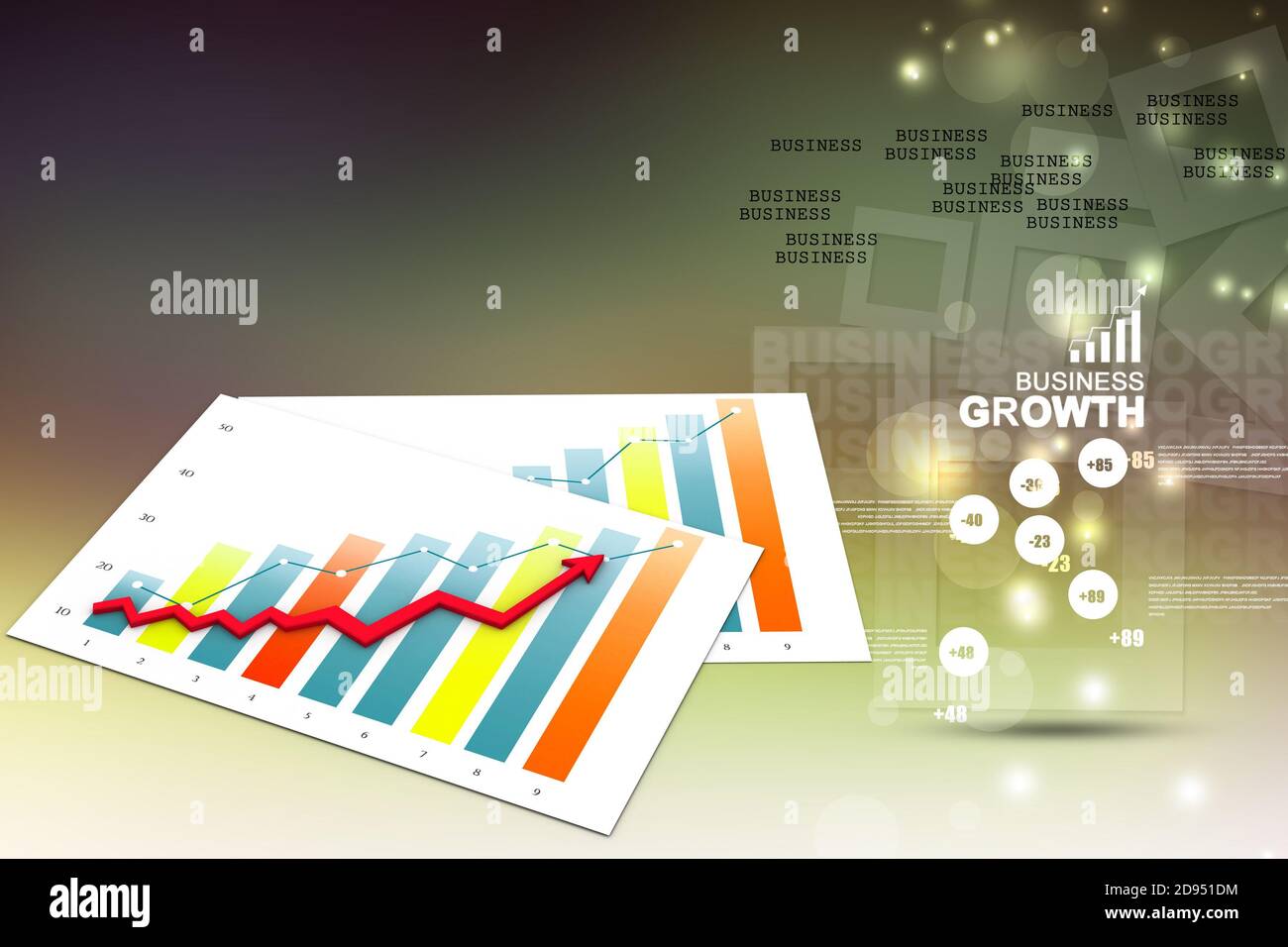 Business graph with report Stock Photo - Alamy