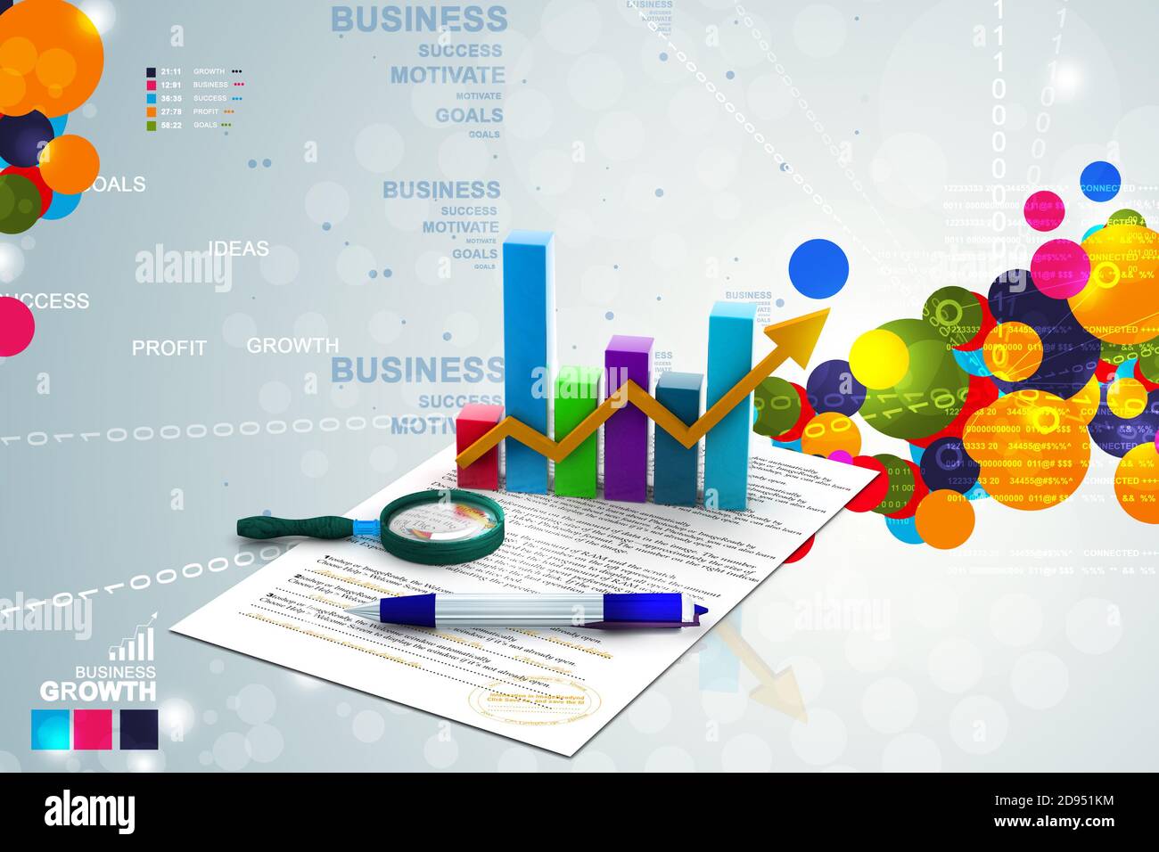 Business graph with report Stock Photo - Alamy