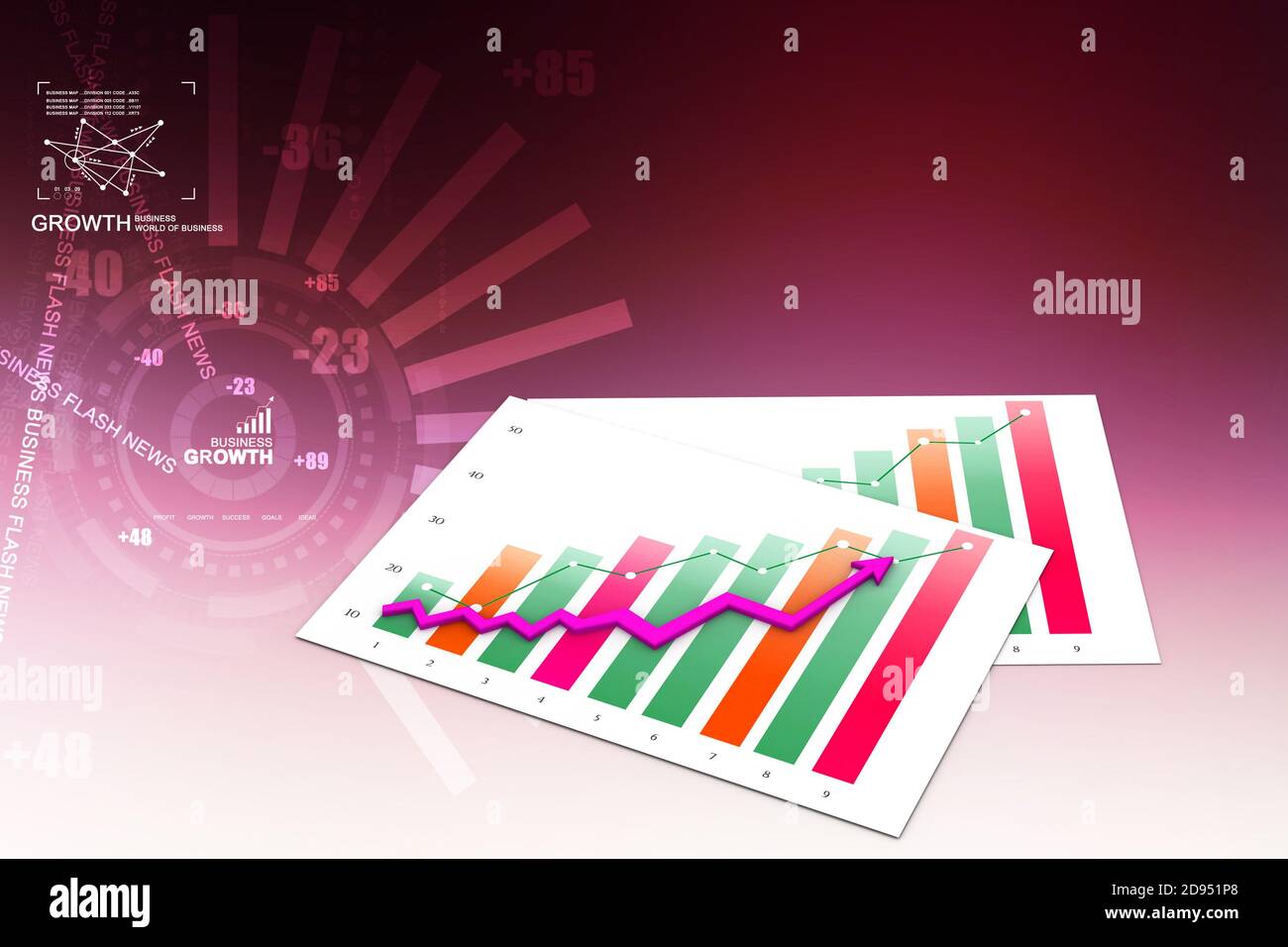 Business graph with report Stock Photo - Alamy