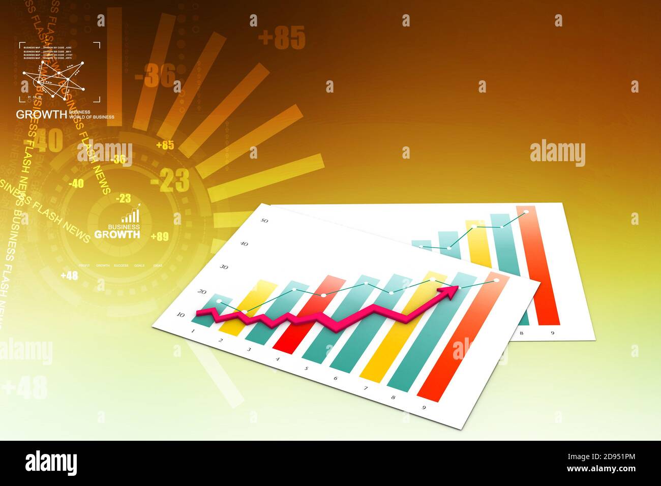 Business graph with report Stock Photo - Alamy