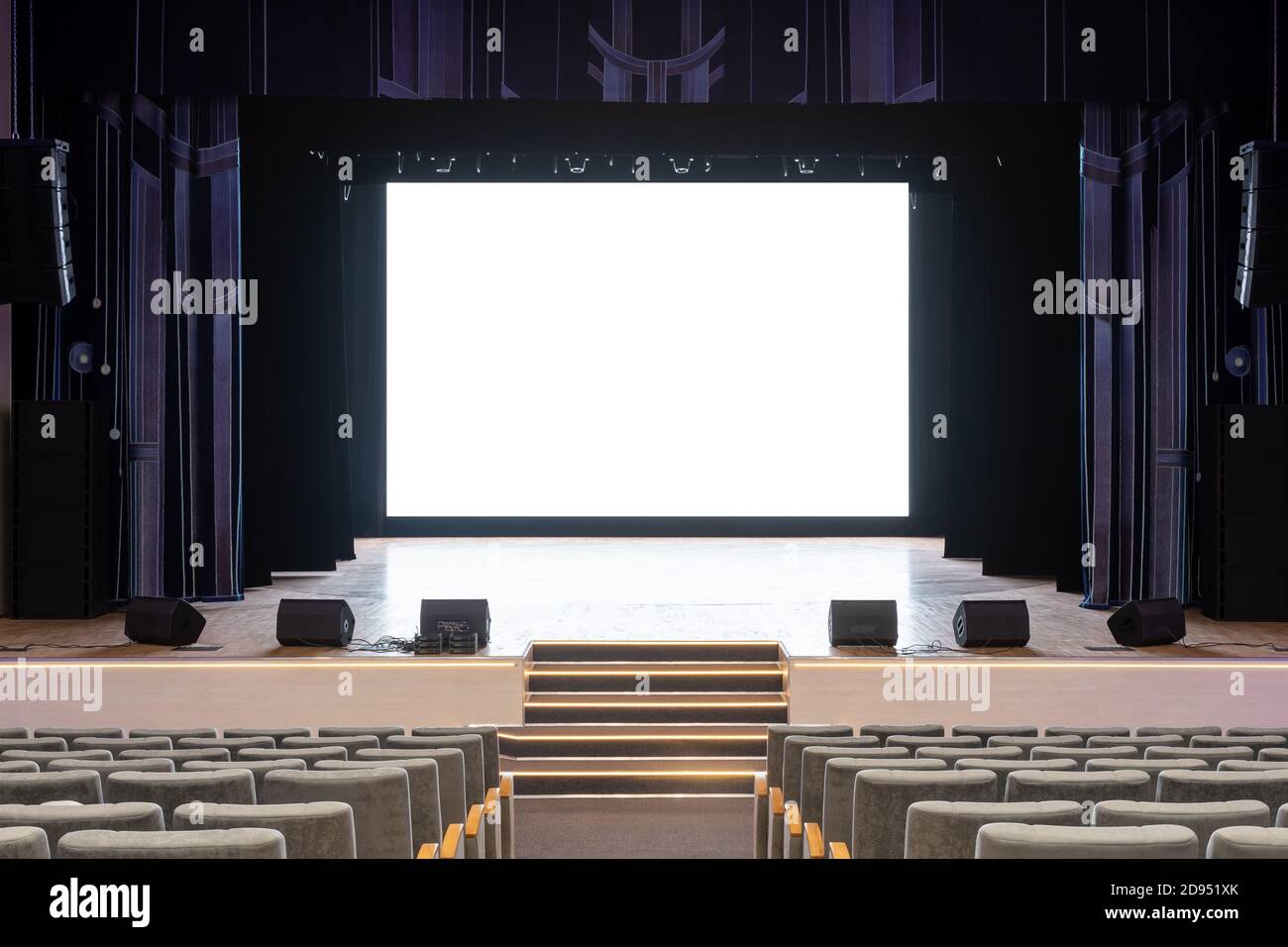 Concert hall of the theater with red new chairs. The interior of the ...
