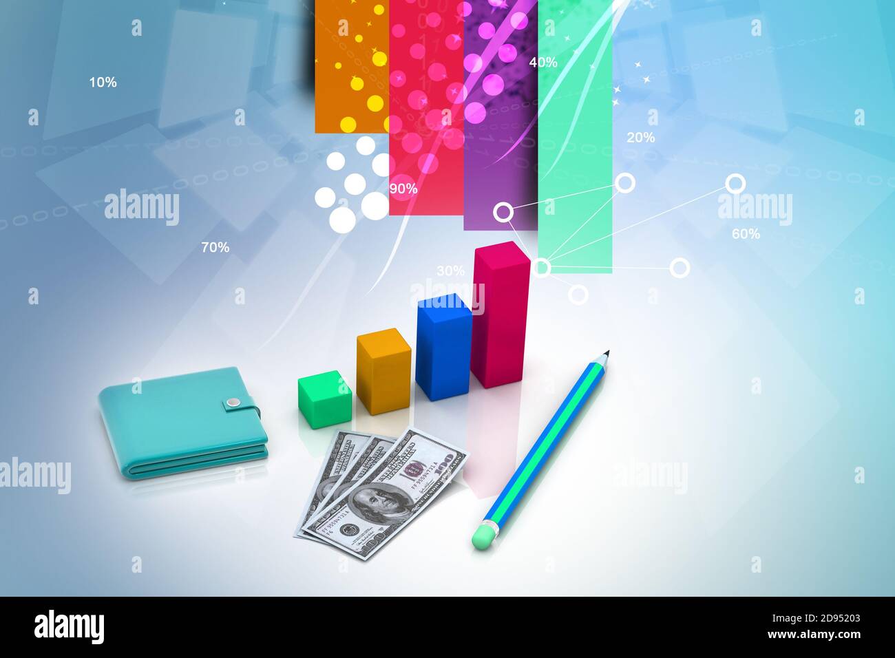 Financial graph with money Stock Photo - Alamy