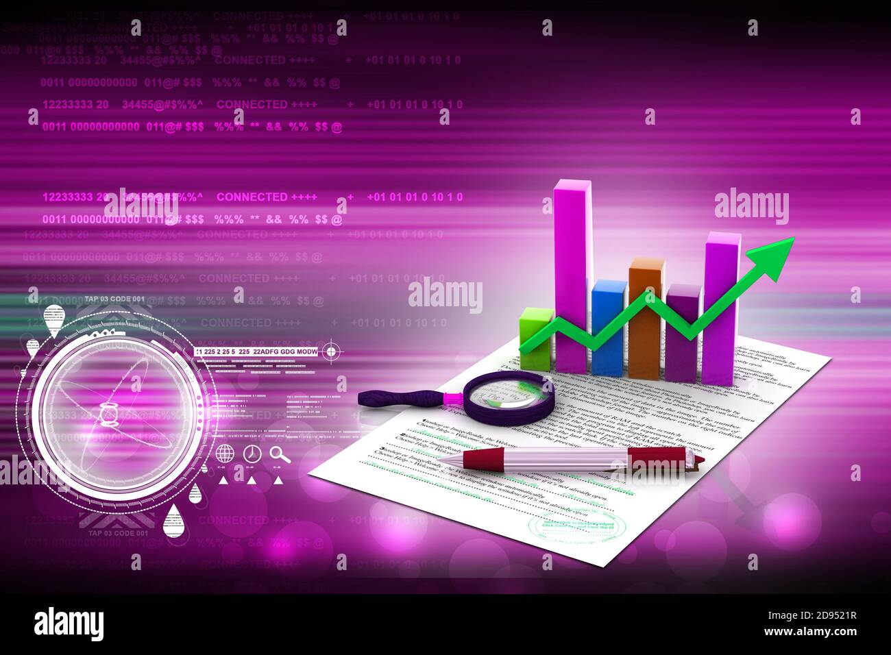 Business graph with report Stock Photo - Alamy