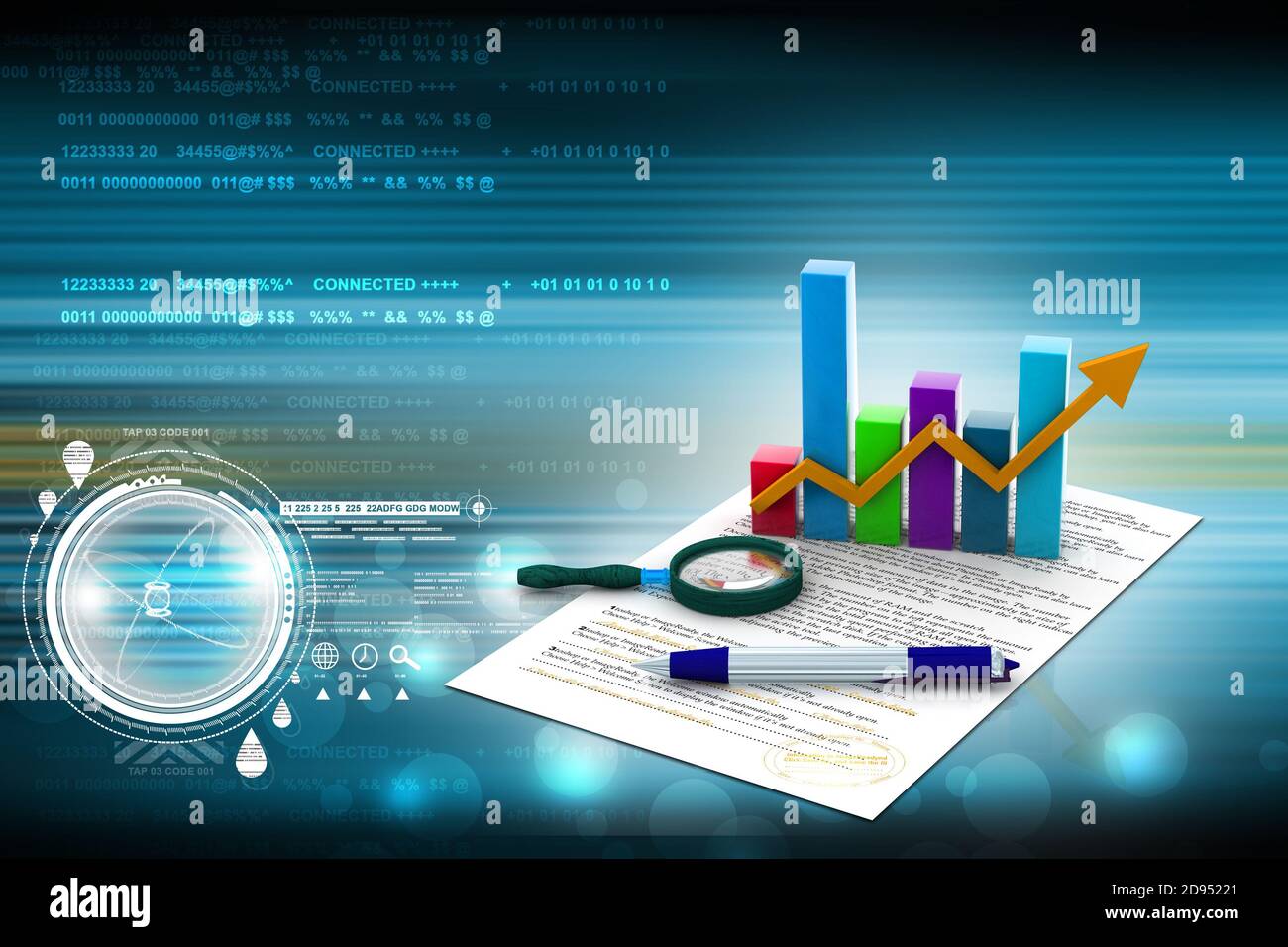 Business graph with report Stock Photo - Alamy