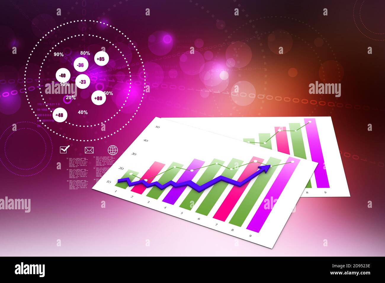 Business graph with report Stock Photo - Alamy