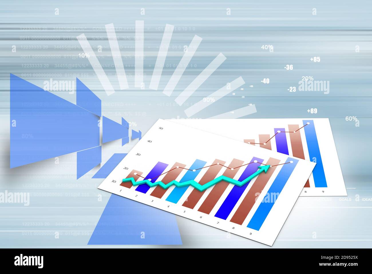 Business graph with report Stock Photo - Alamy