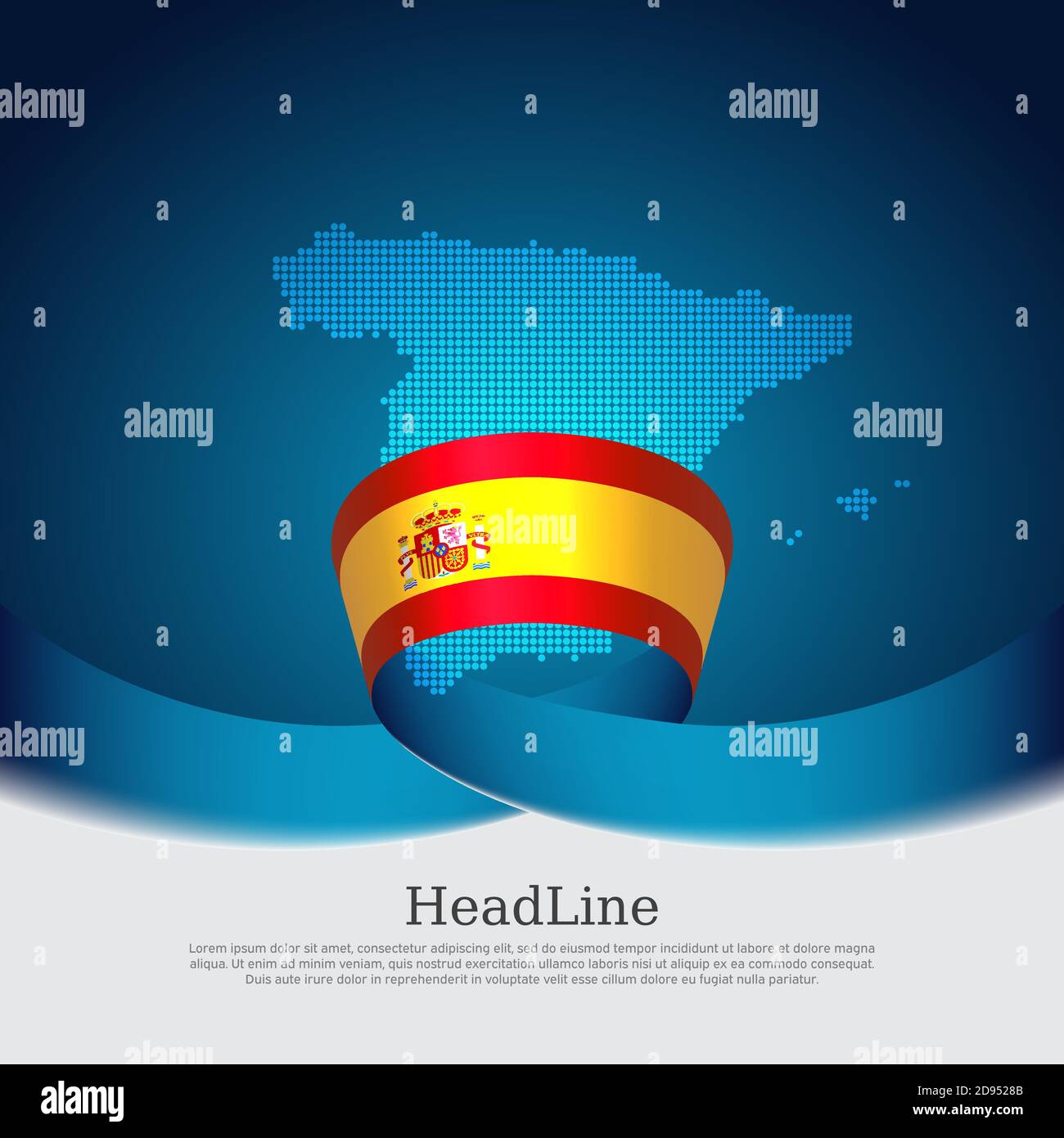 Spain flag background. Mosaic map, spain flag on blue white background ...