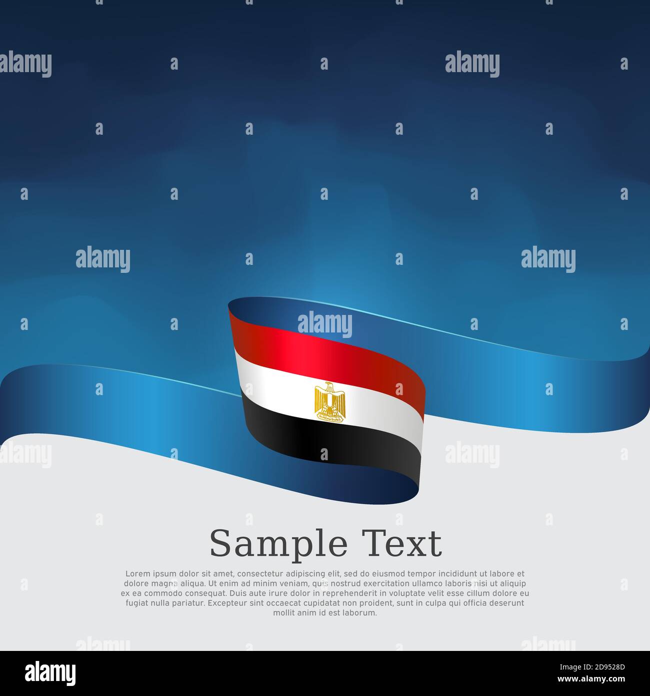 Egypt flag background. Egypt flag of wavy ribbon colors on blue white ...
