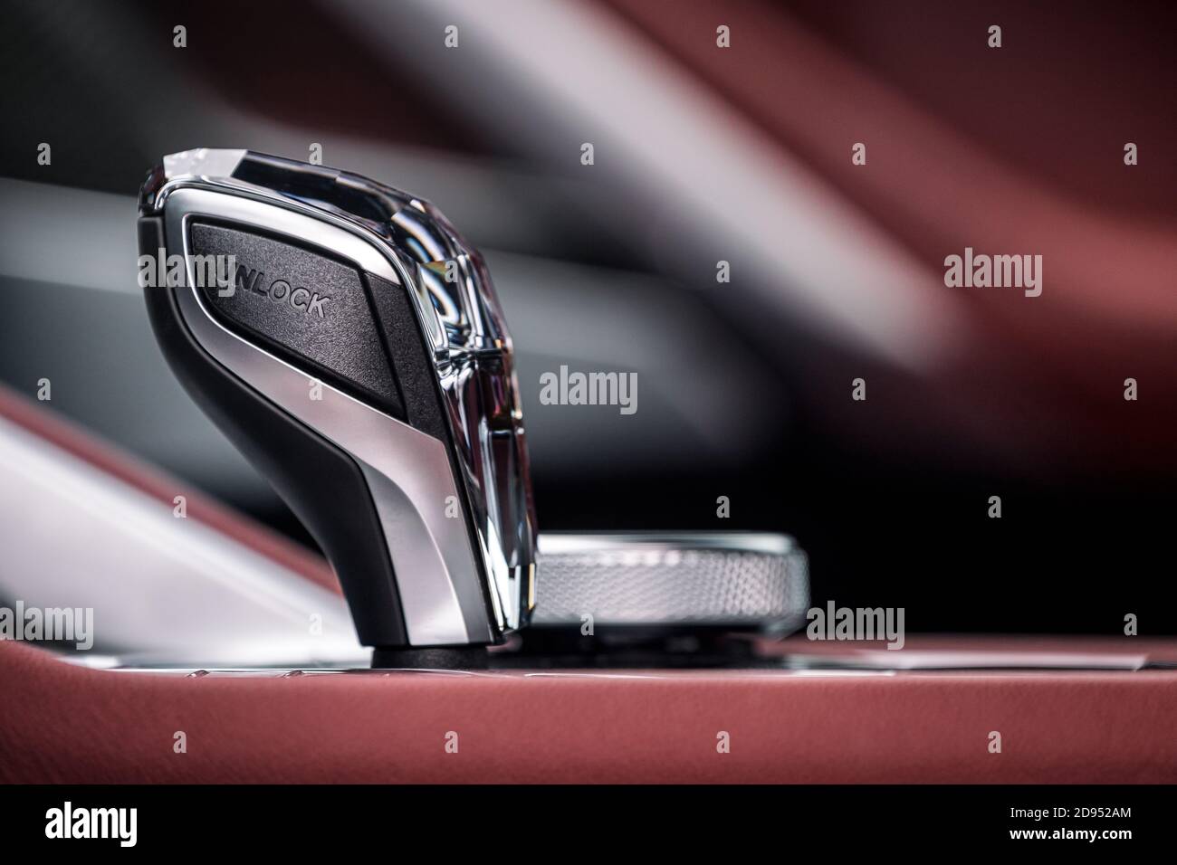 Car detailing.Chrome automatic transmission lever shift. Accelerator ...
