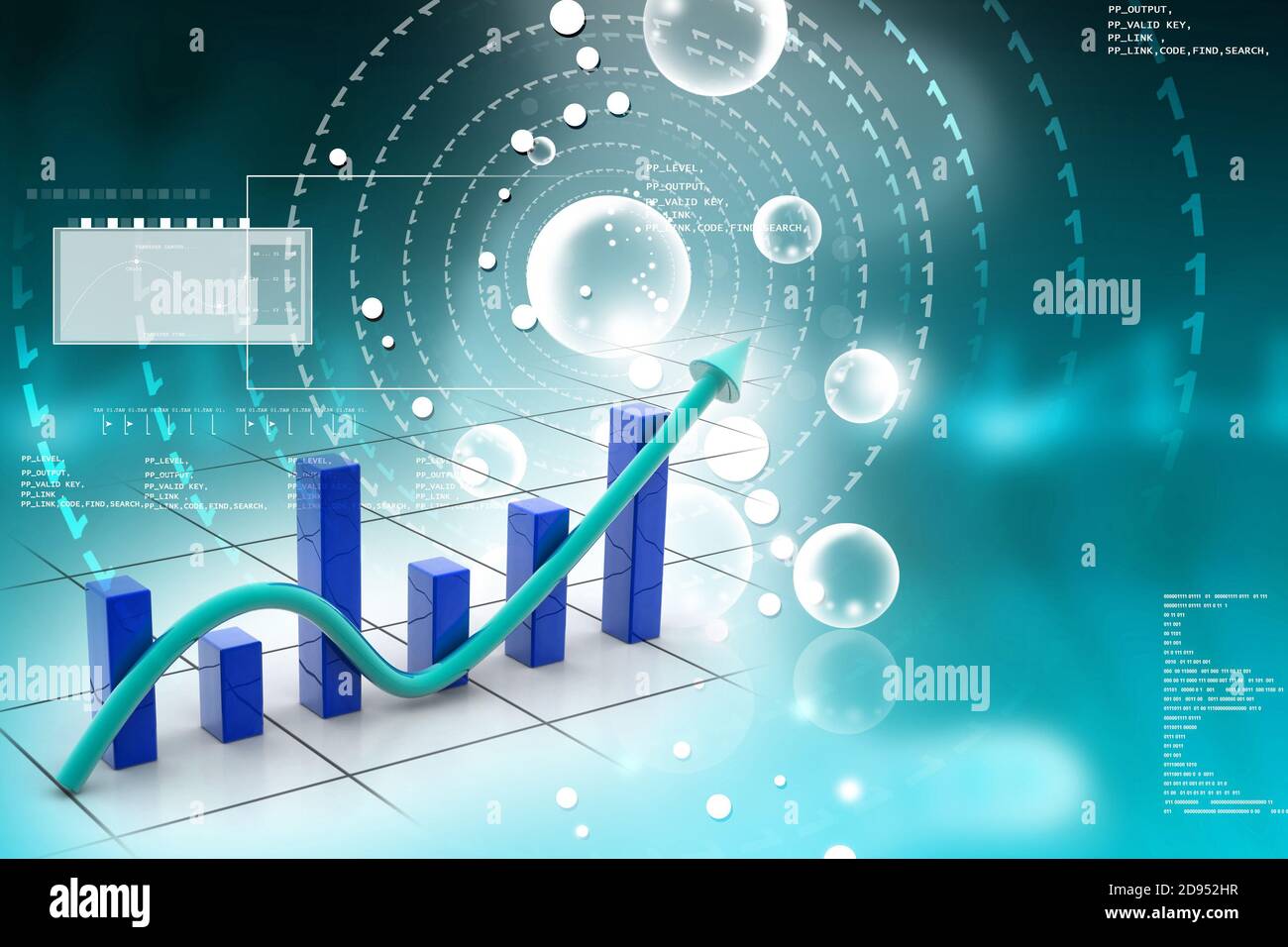 3d multi use business graph with arrow showing growth and profit Stock ...