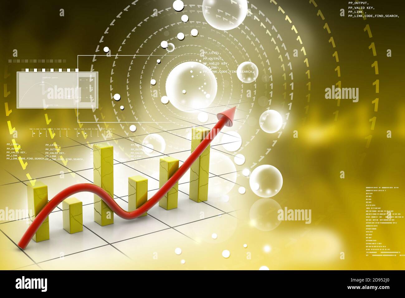3d multi use business graph with arrow showing growth and profit Stock ...