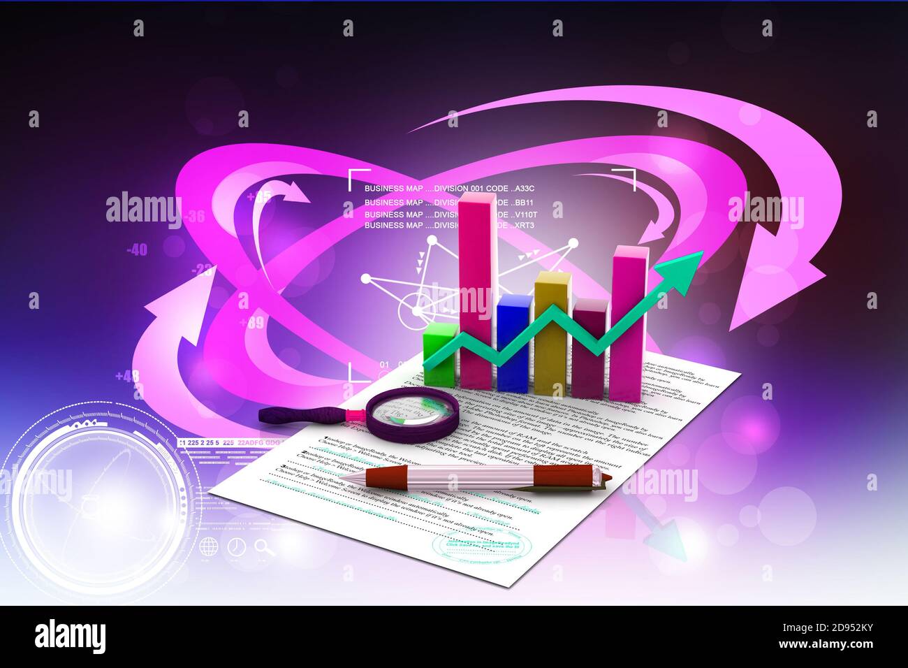 Business graph with report Stock Photo - Alamy
