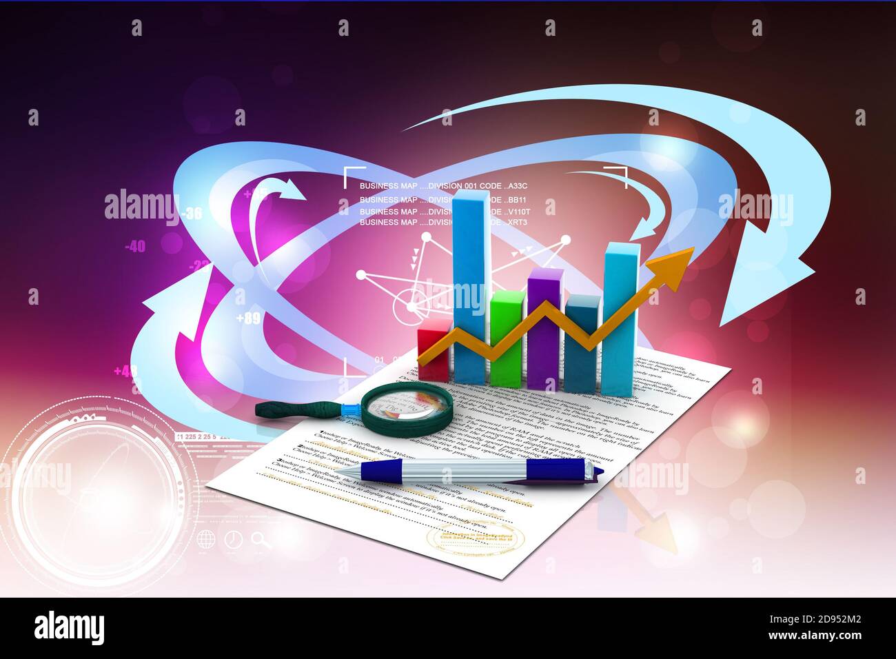Business graph with report Stock Photo - Alamy