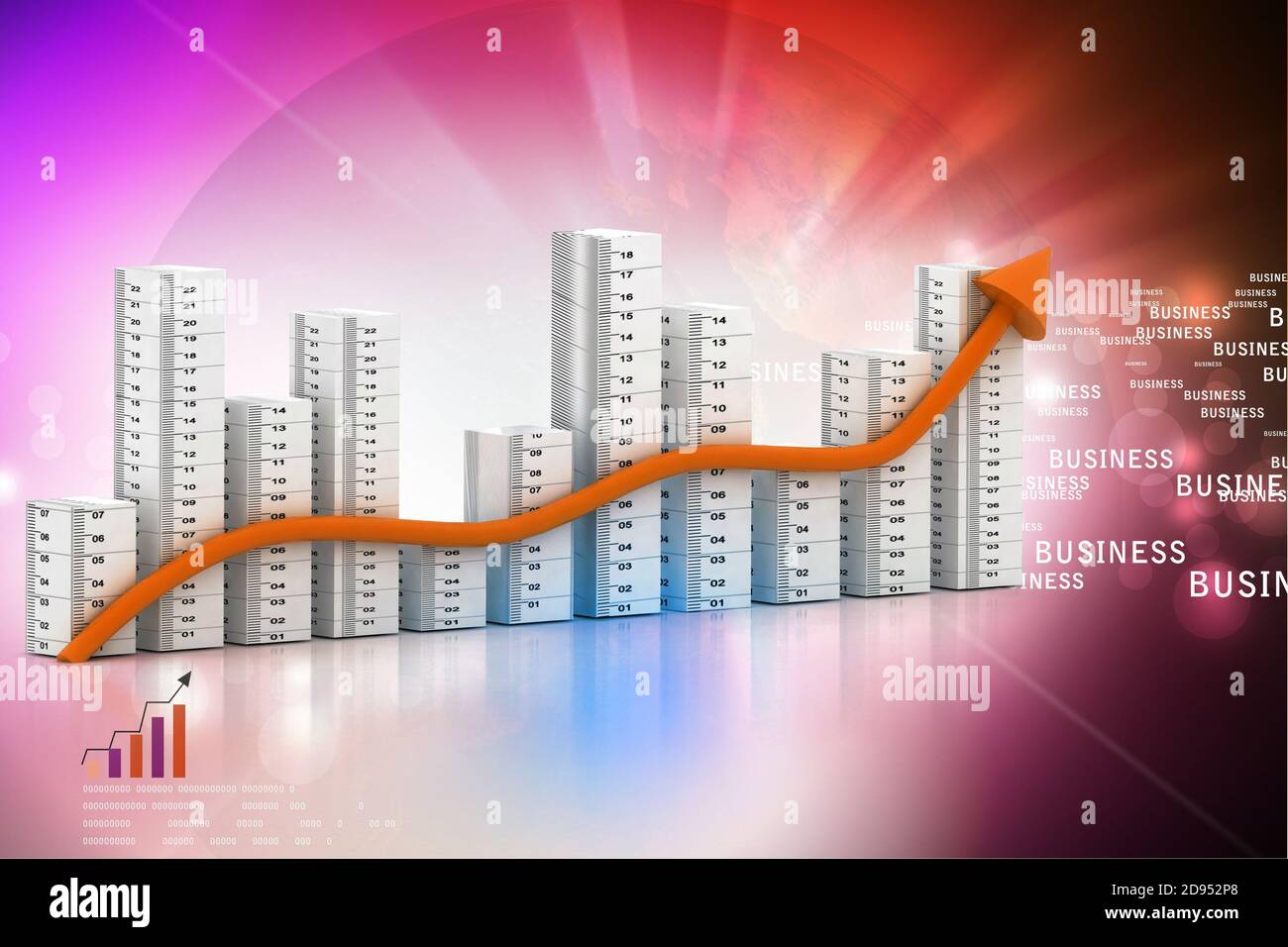 3d multi use business graph in white background Stock Photo - Alamy