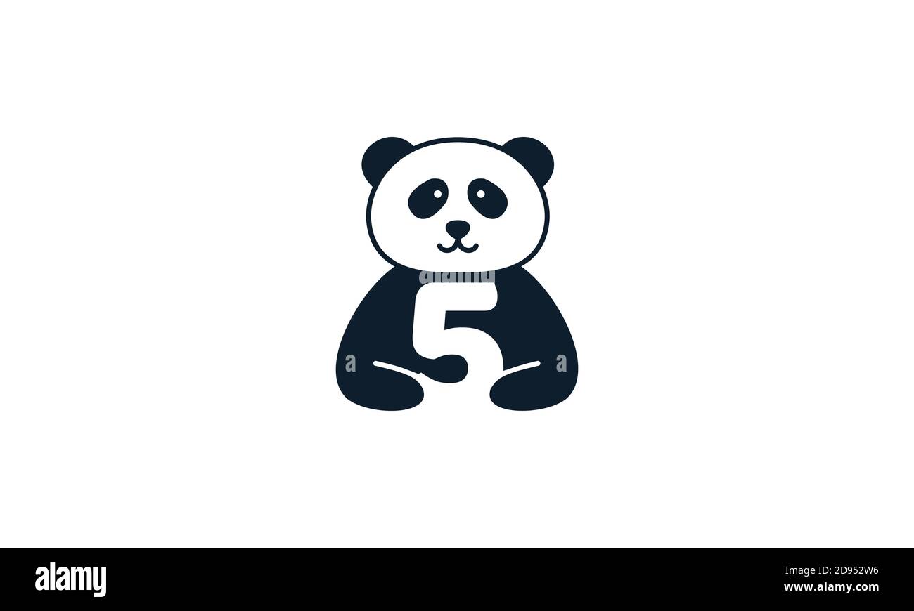 animal mammals panda cute with number 5 vector Stock Vector Image & Art ...