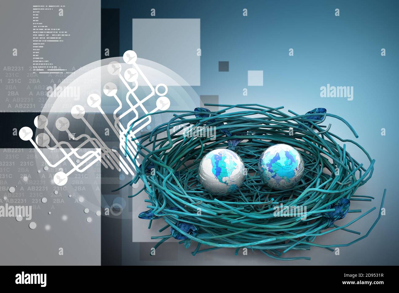 Two earths in being protected in a nest. Conceptual design Stock Photo ...