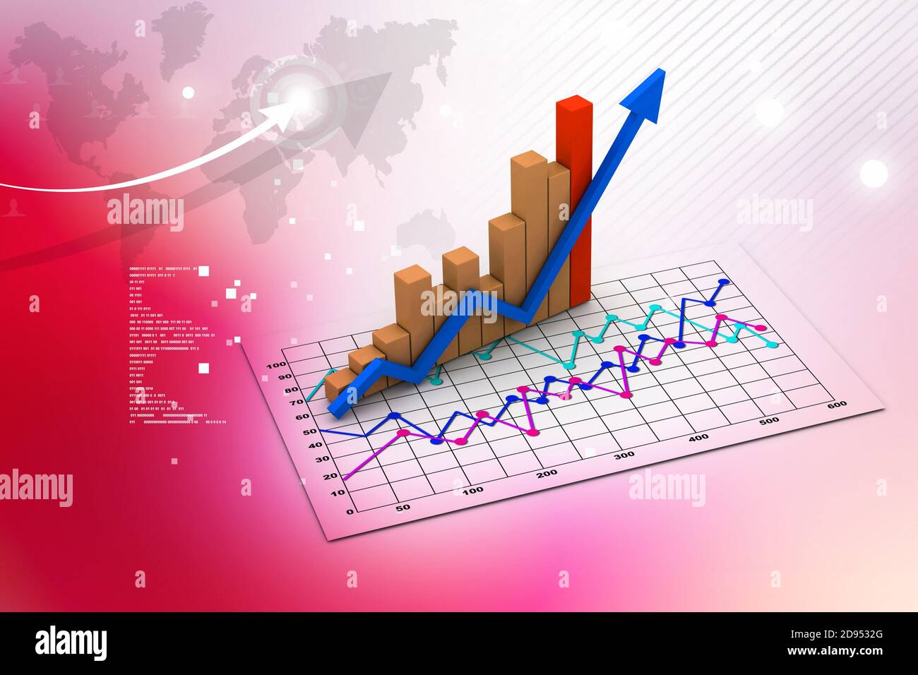 Business graph 3d Stock Photo - Alamy