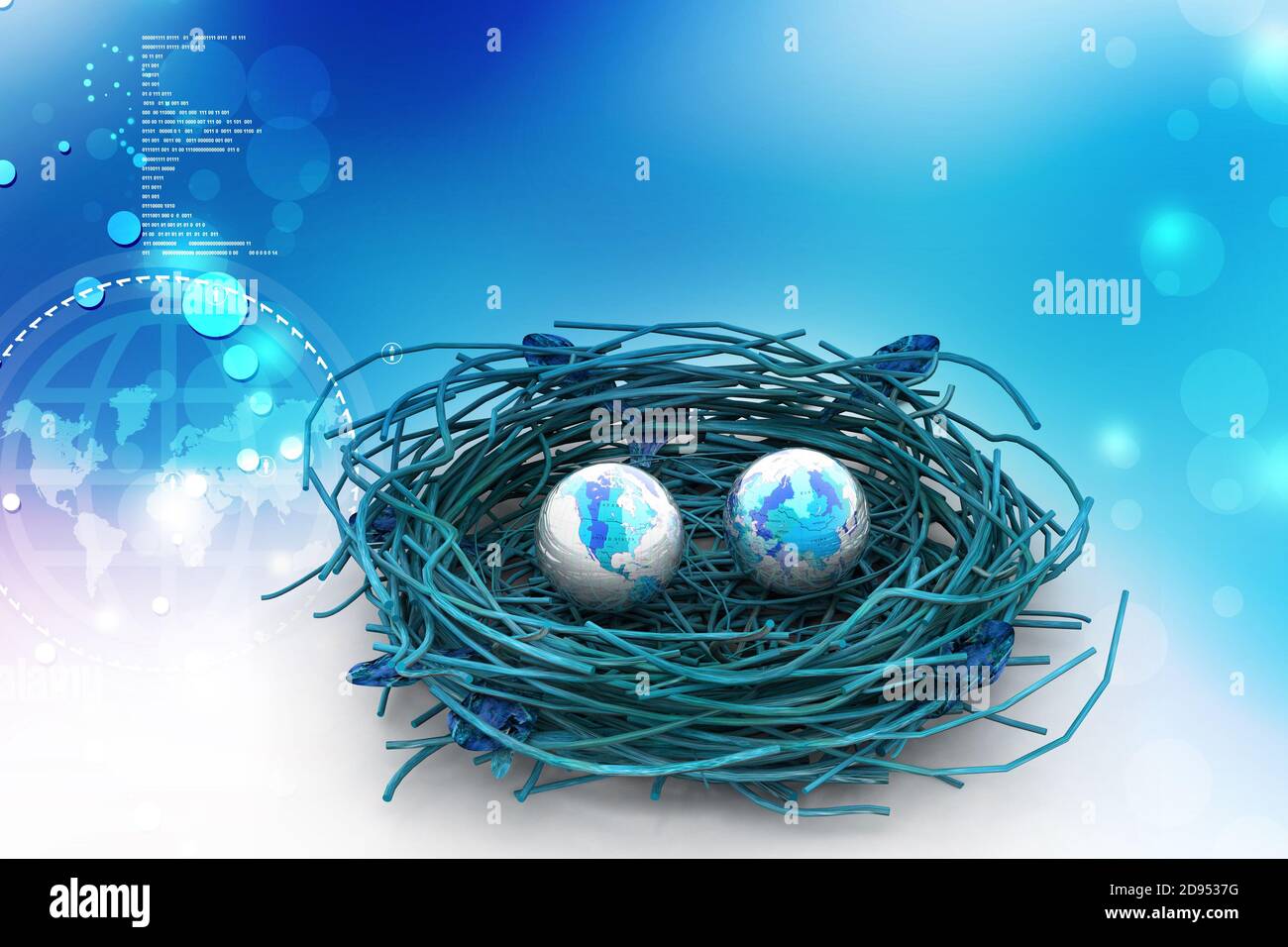 Two earths in being protected in a nest. Conceptual design Stock Photo ...