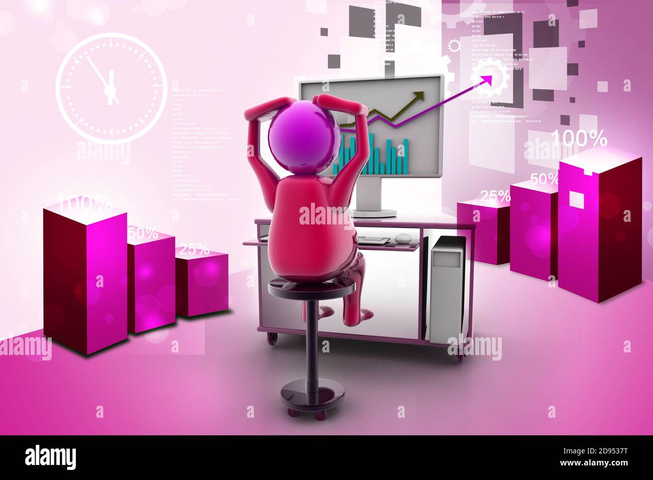 Business graph on the monitor. New business growth concept Stock Photo ...