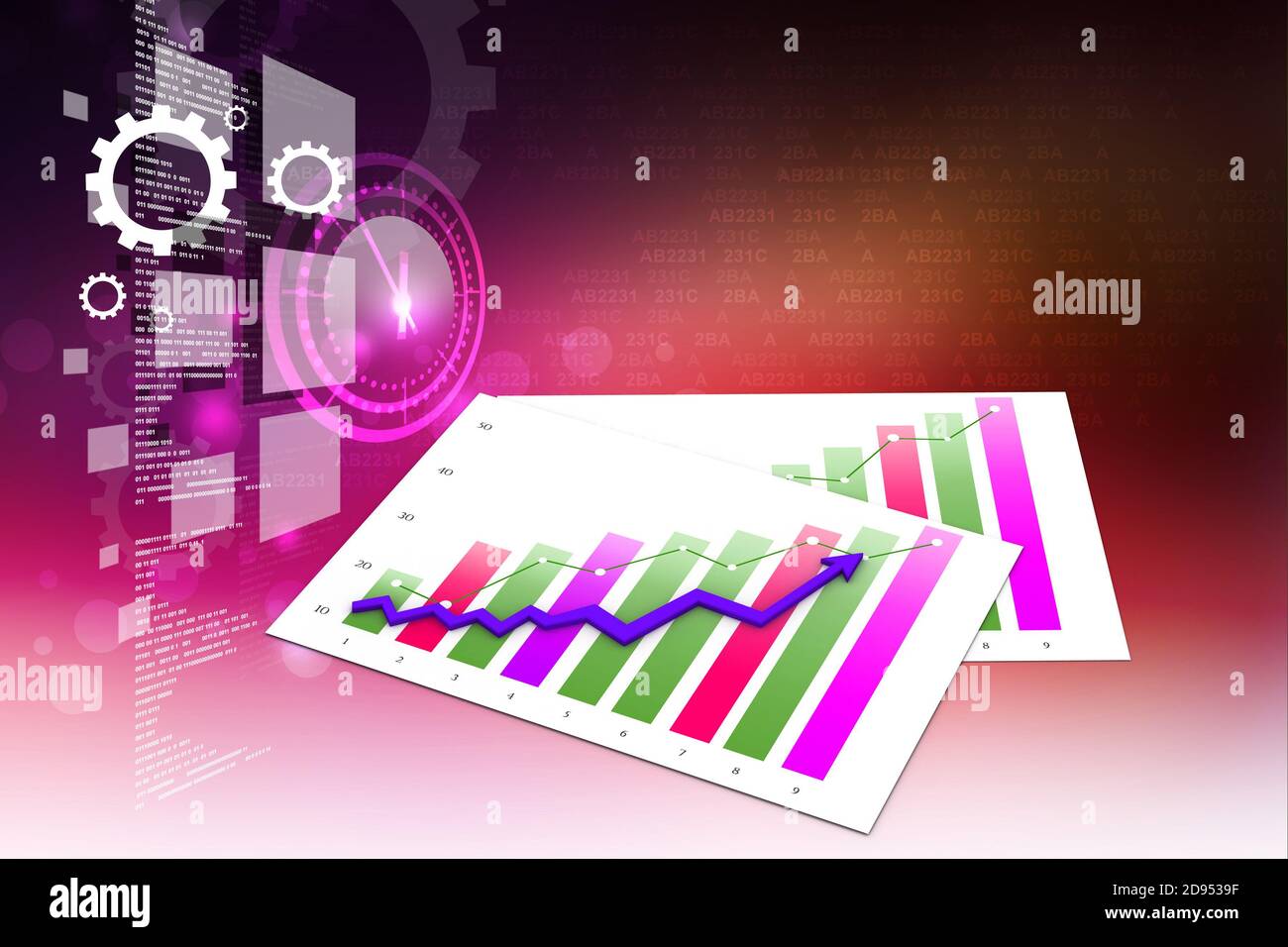 Business graph with report Stock Photo - Alamy