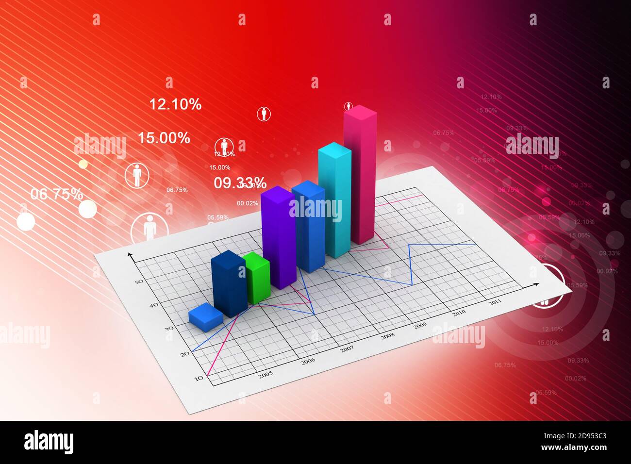 business graph 3d Stock Photo - Alamy