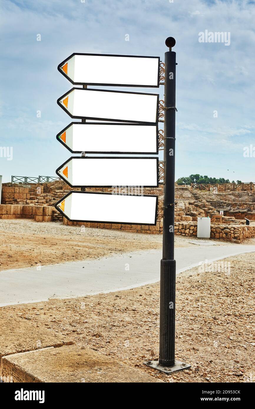Mock ap signpost of the direction of paths and roads in a tourist place ...