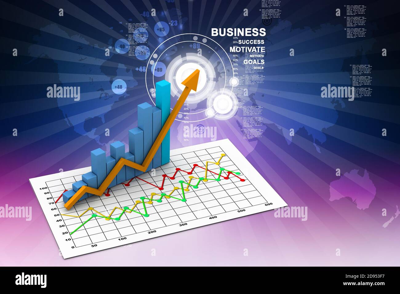 business graph 3d Stock Photo - Alamy