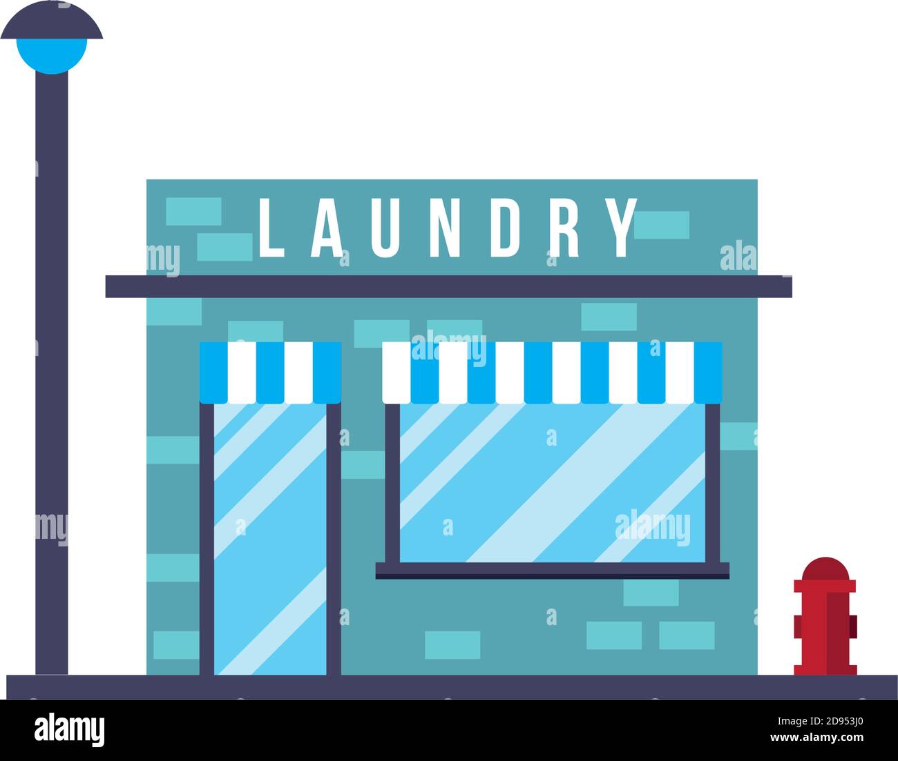 little laundry store building facade scene vector illustration design ...