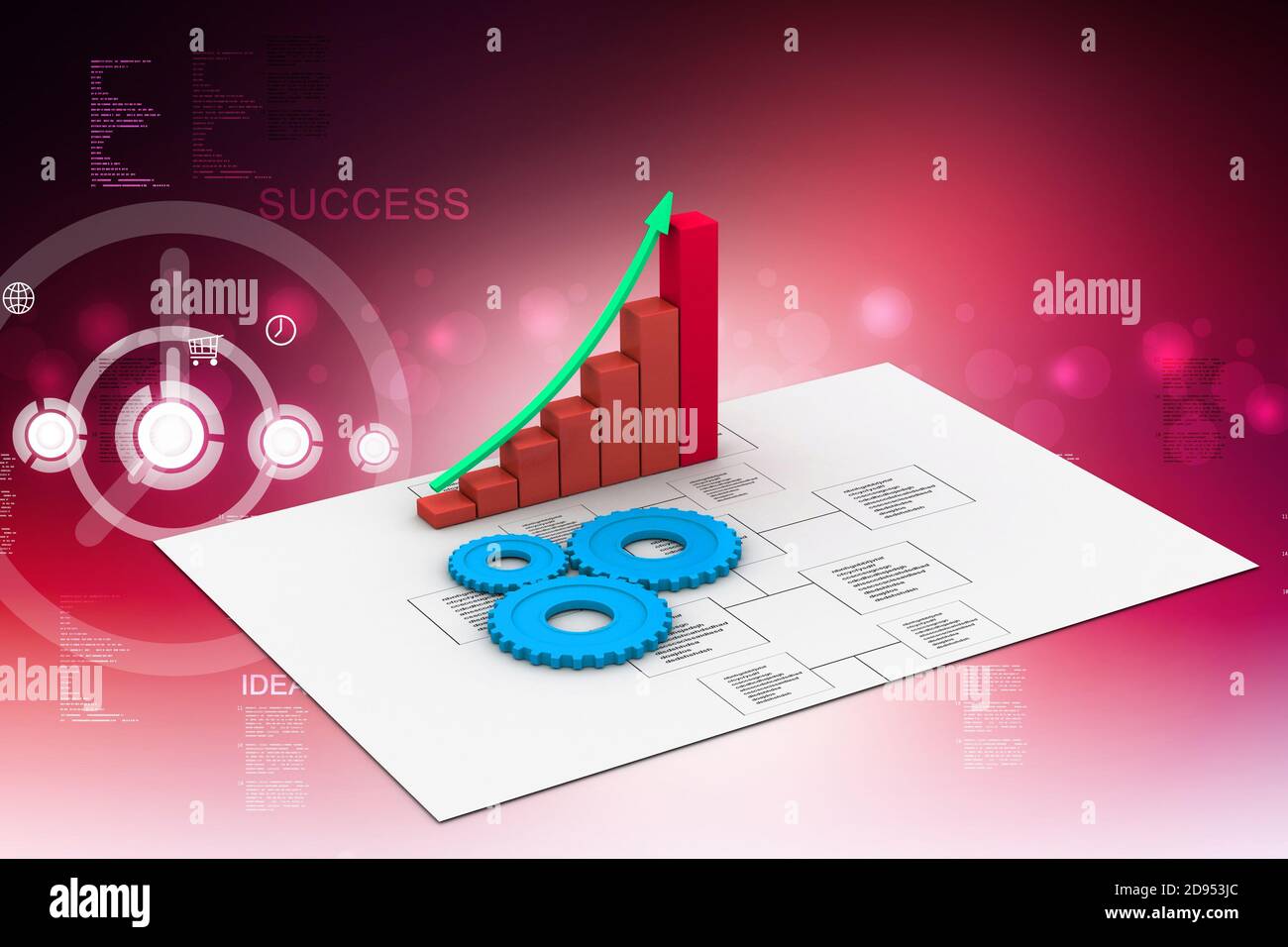 Flow Chart with gears and graph Stock Photo - Alamy
