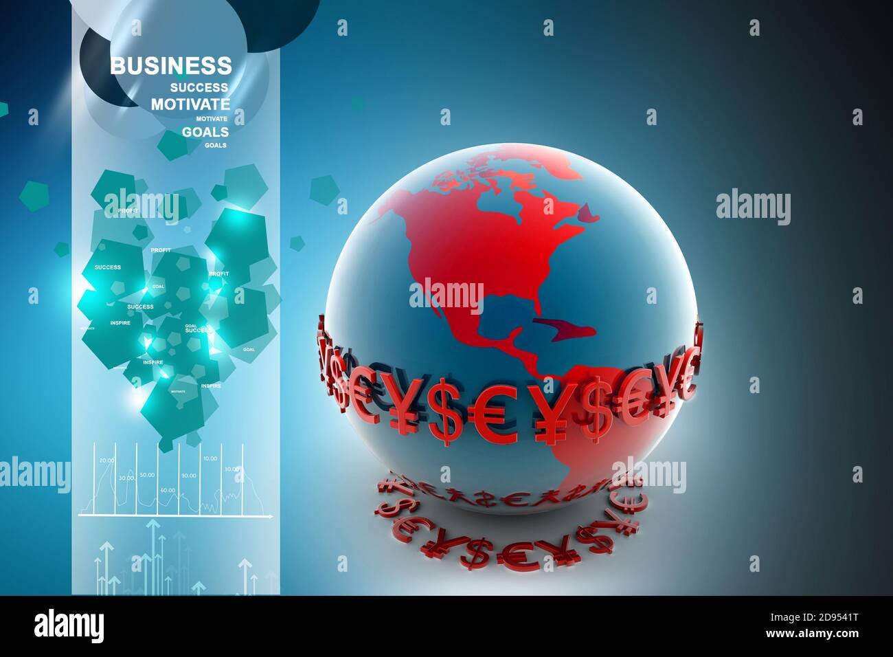 3d illustration of World and currency Stock Photo - Alamy