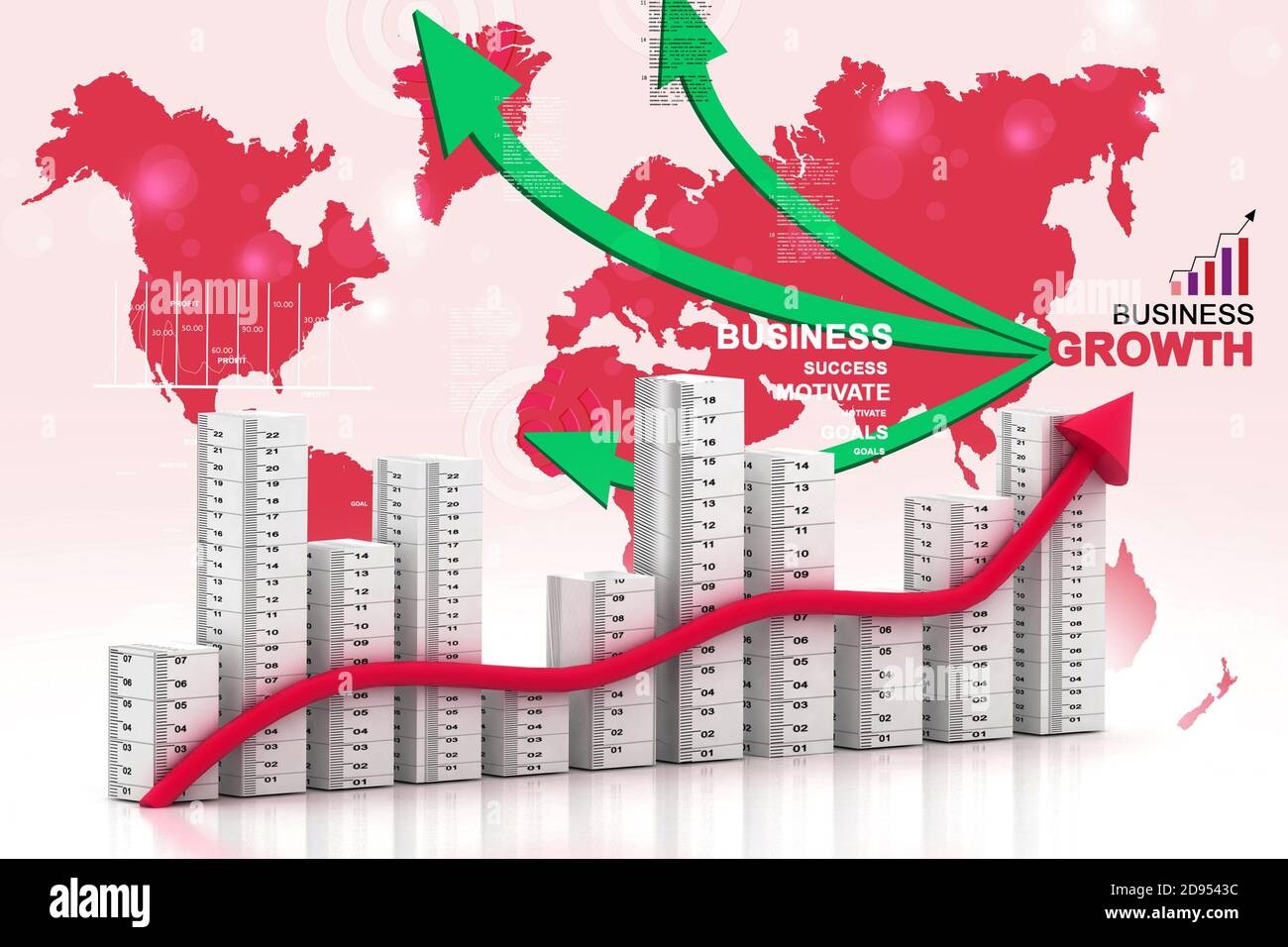 3d multi use business graph Stock Photo - Alamy