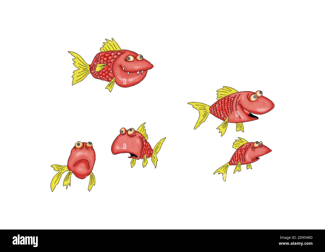 Funny red fish. Illustration on white background Stock Photo - Alamy