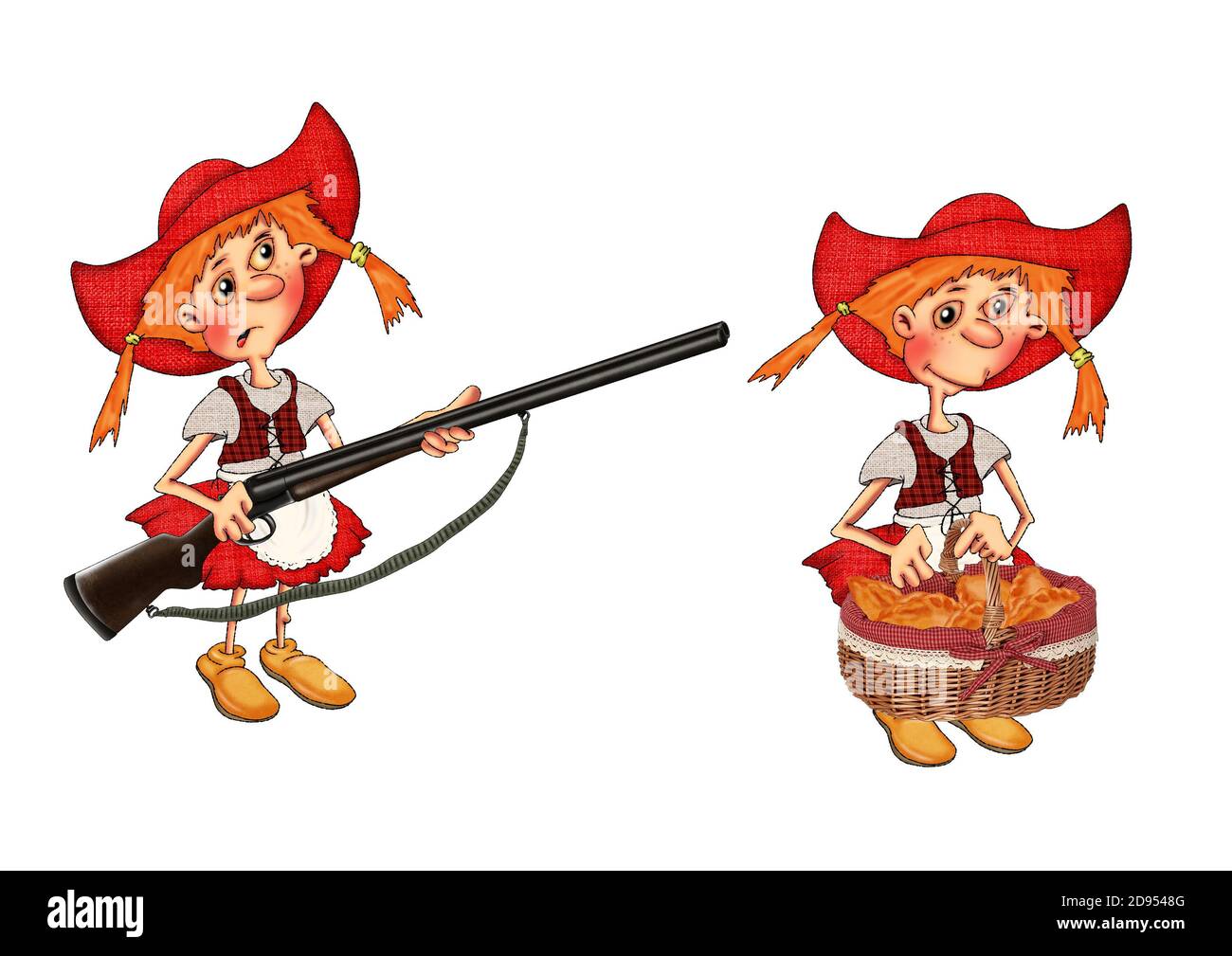 Little Red Riding Hood with a basket of pies and Little Red Riding Hood ...