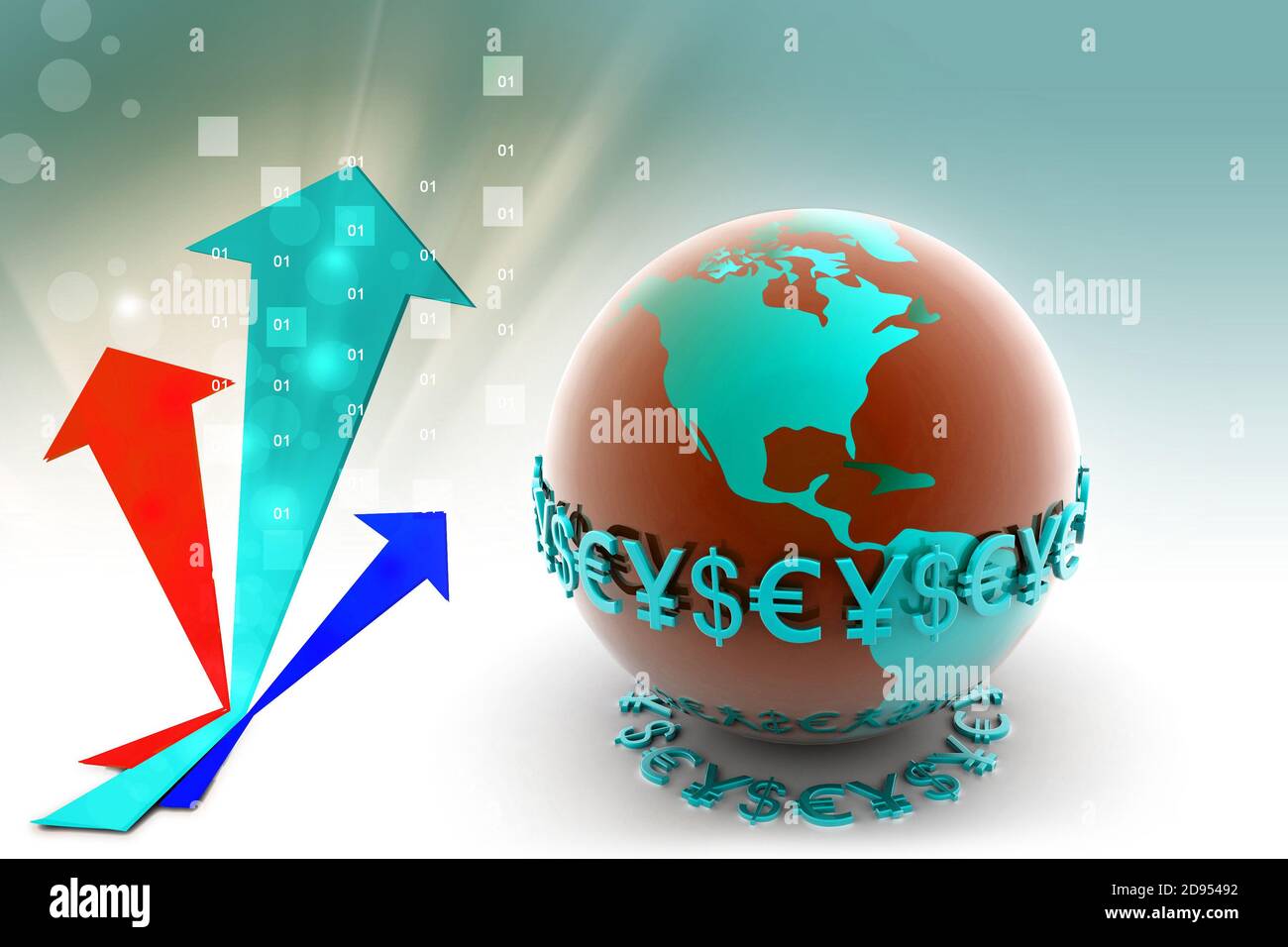 3d illustration of World and currency Stock Photo - Alamy