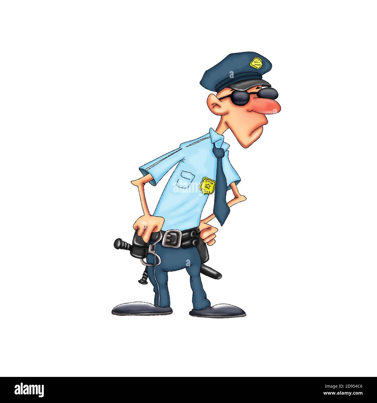 Police officer on duty. Cartoon illustration on a white background ...