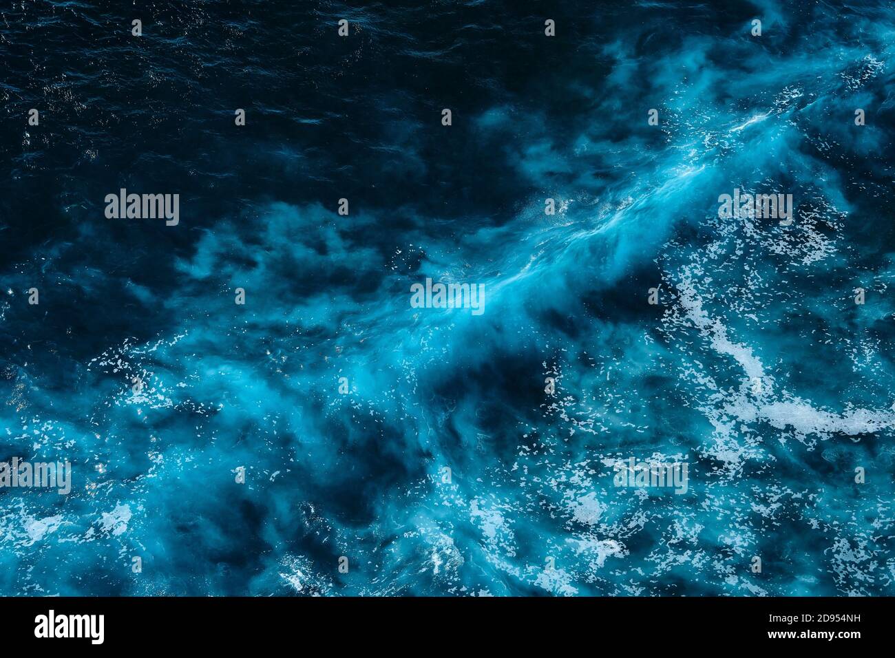 Aerial view to waves in ocean Splashing Waves. Blue clean wavy sea ...