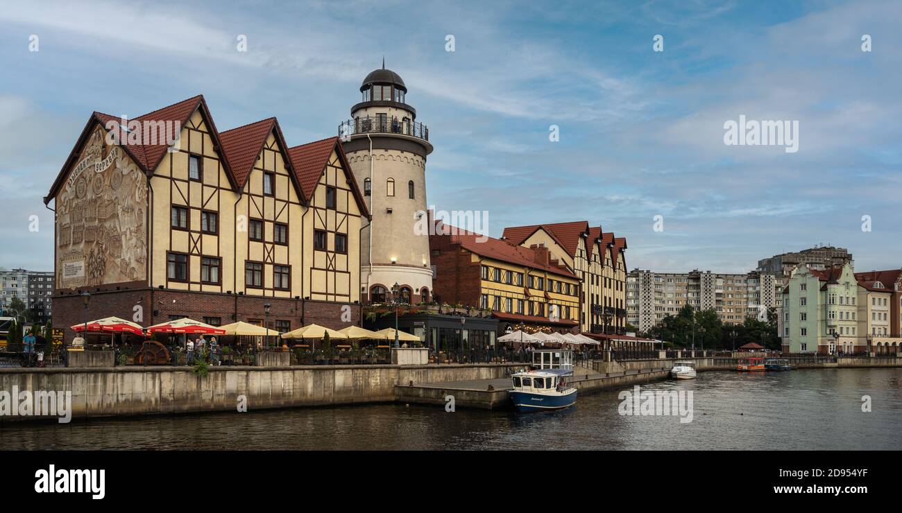 View of old famous place Buildings on Fishing Village in Kaliningrad ...