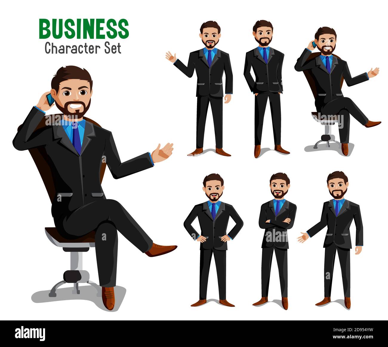 Businessman Vector Character Set Business Man Characters In Different