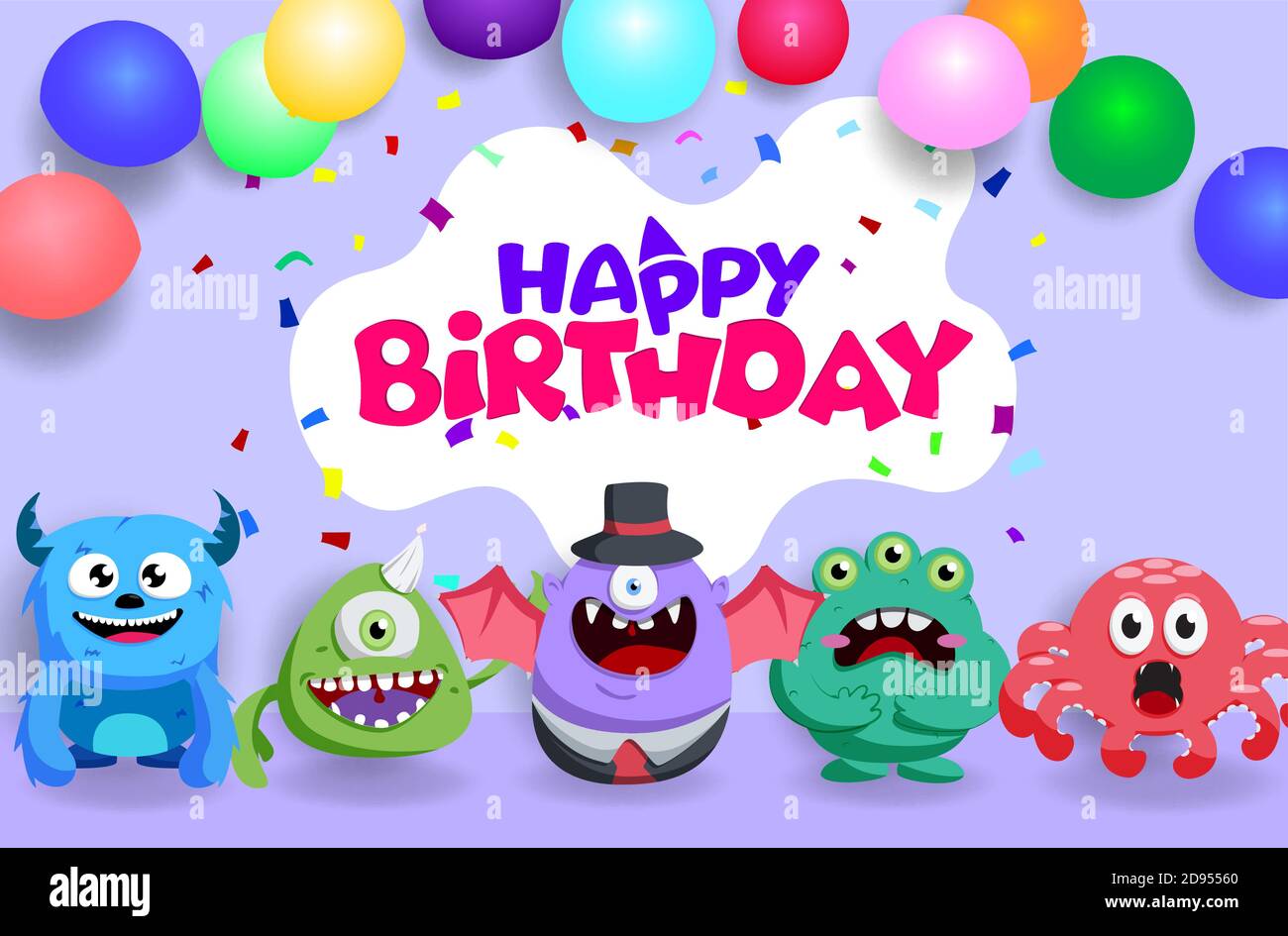 Birthday vector background template. Happy birthday text with party ...
