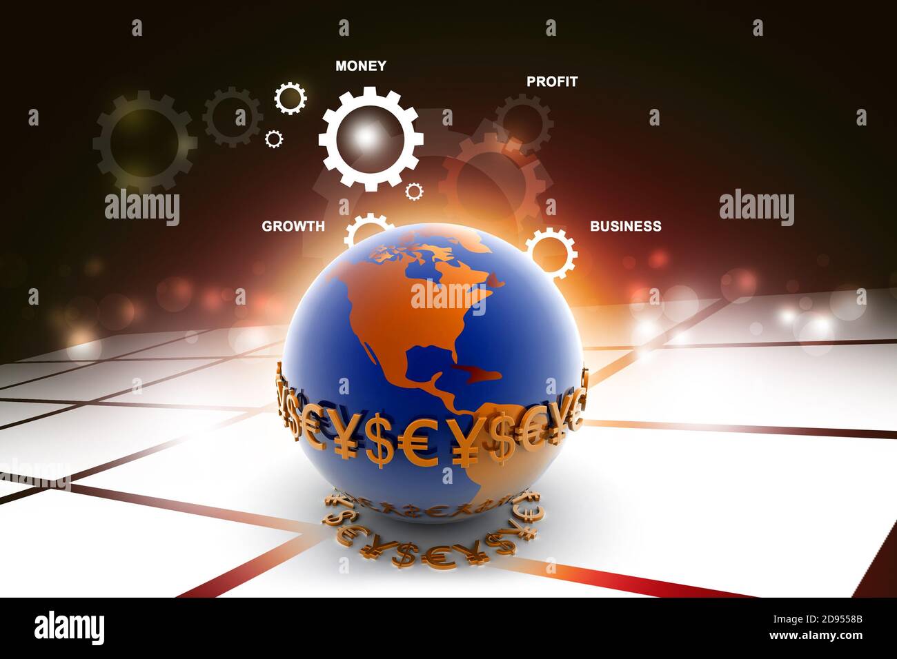 3d illustration of World and currency Stock Photo - Alamy