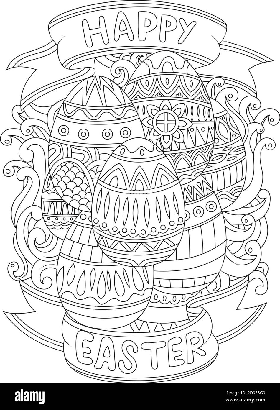 Vector illustration of Happy Easter background with pattern coloring ...