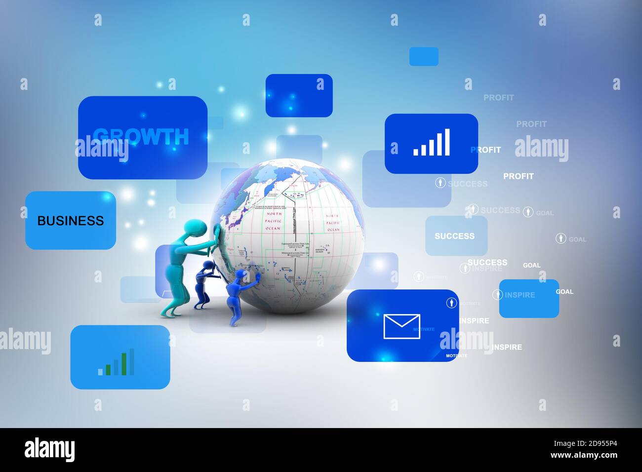 The strong persons push earth. Teamwork Business concept Stock Photo ...