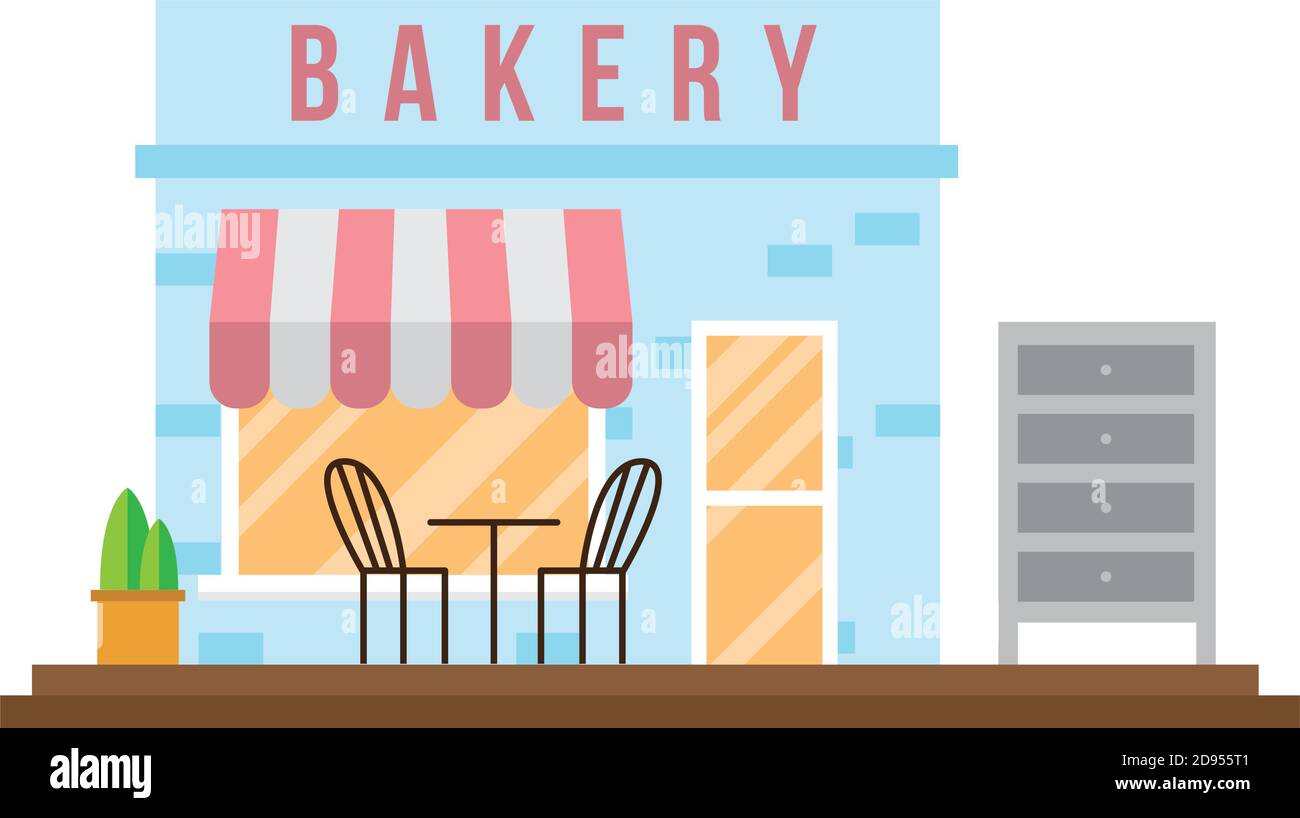 little bakery store building facade scene vector illustration design ...