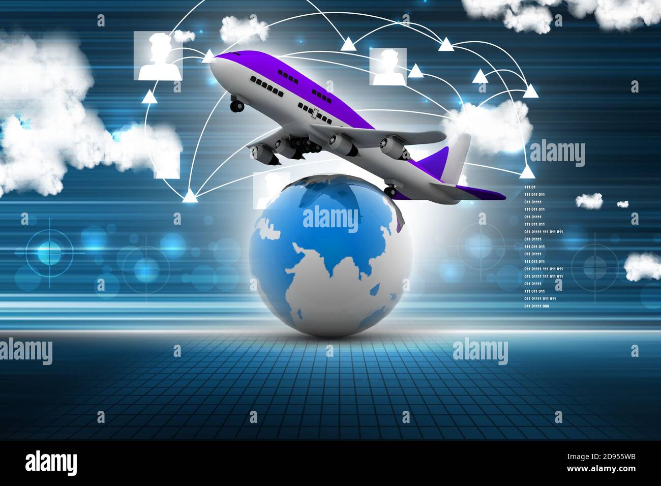 3d Air line over globe Stock Photo - Alamy