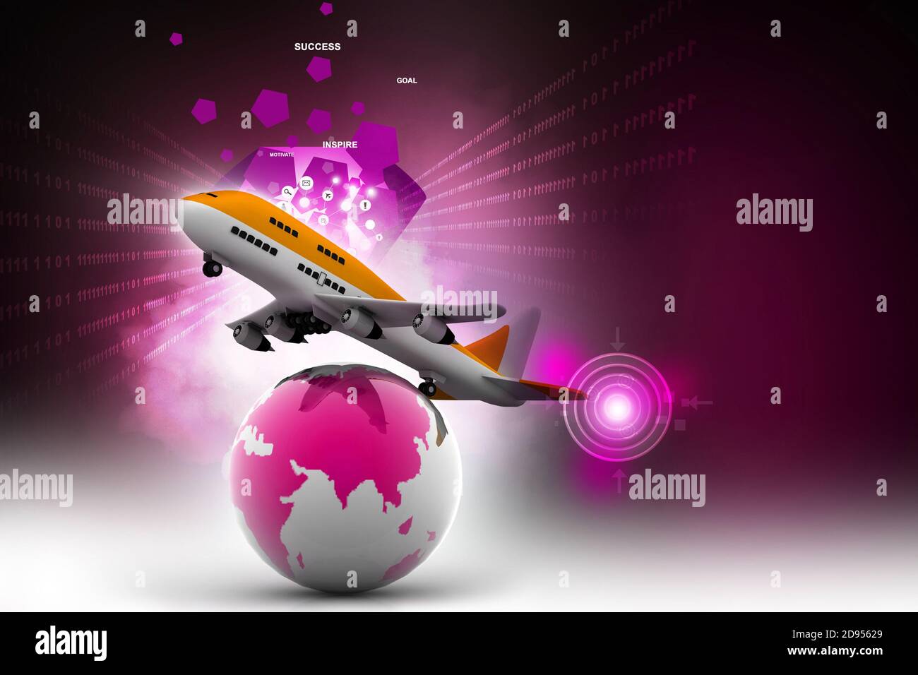 3d Air line over globe Stock Photo - Alamy
