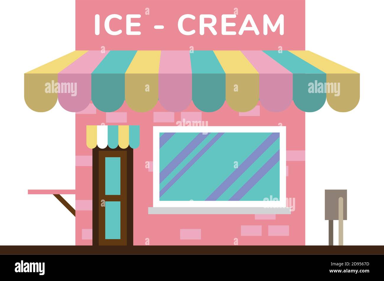 little ice cream store building facade scene vector illustration design ...